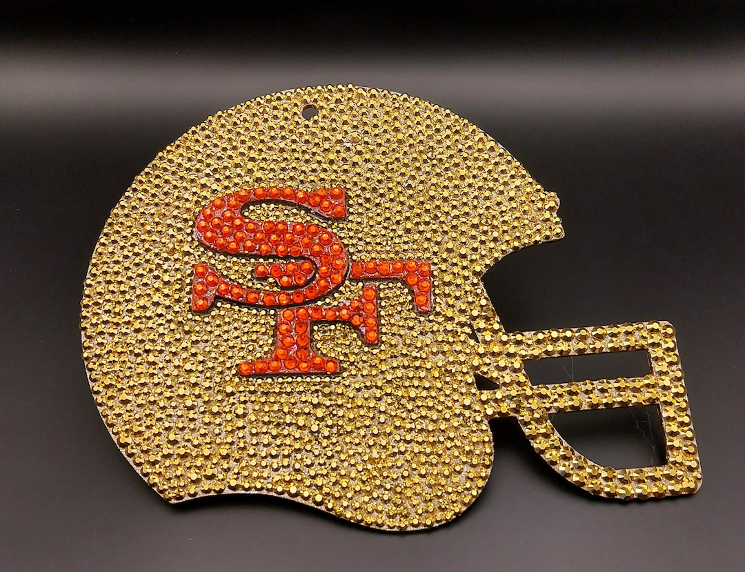 San Francisco 49ers 3D NFL Team Fan Chain Rhinestone Large Helmet Shape ...