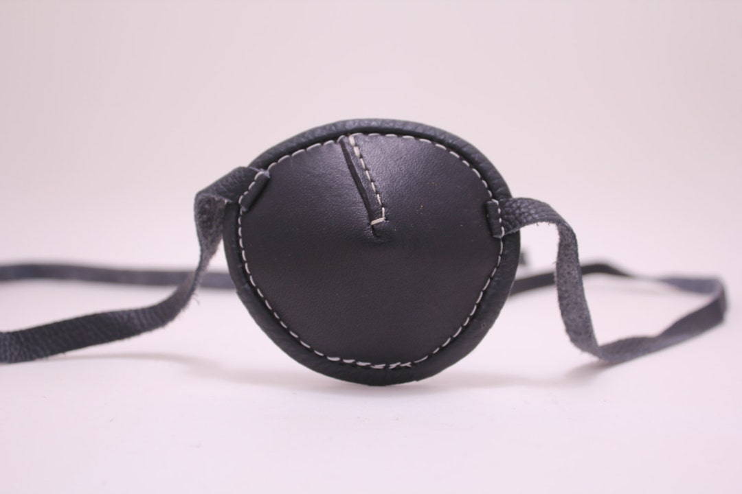 Black (white Stitch) Leather Eye Patch - Etsy