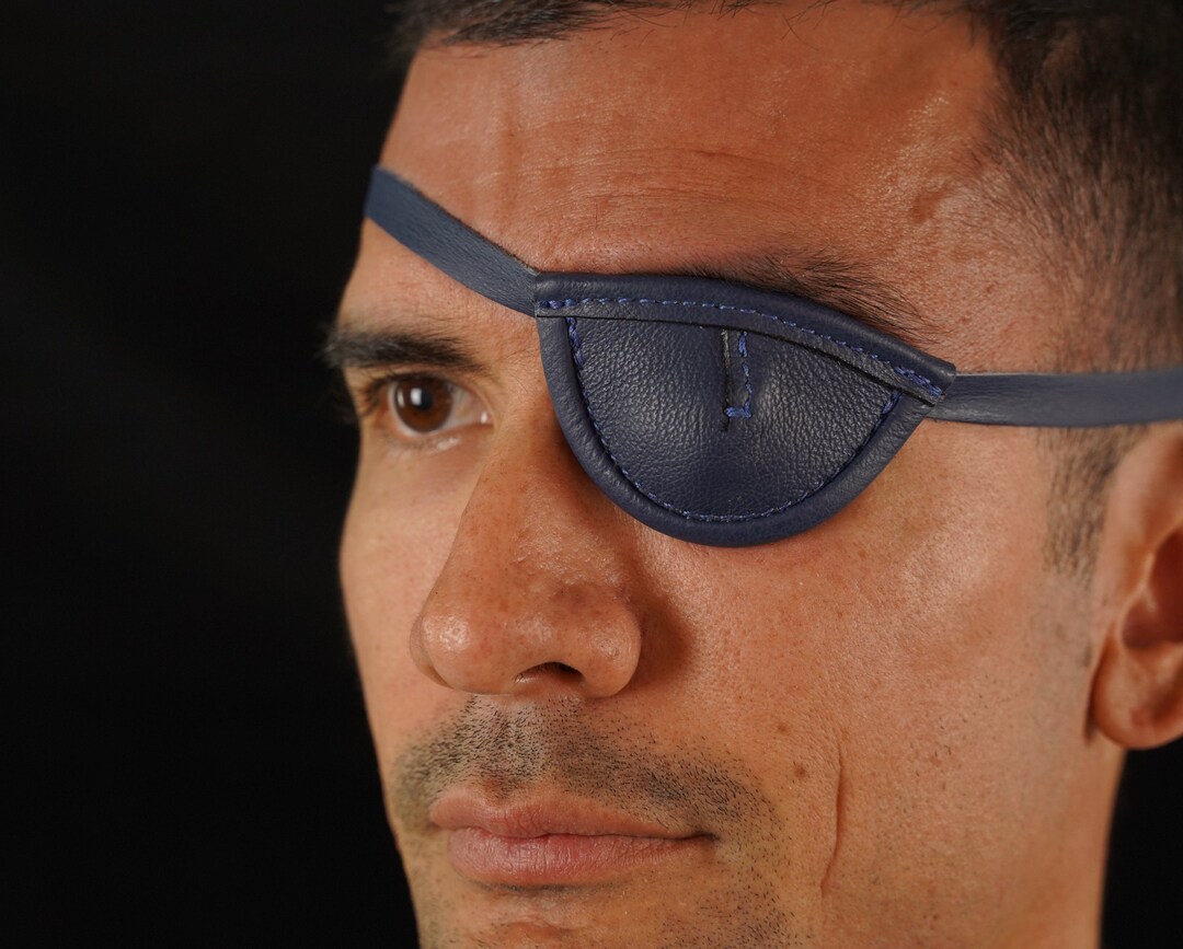 Slim, Blue, Concave - Leather Eye Patch - Etsy