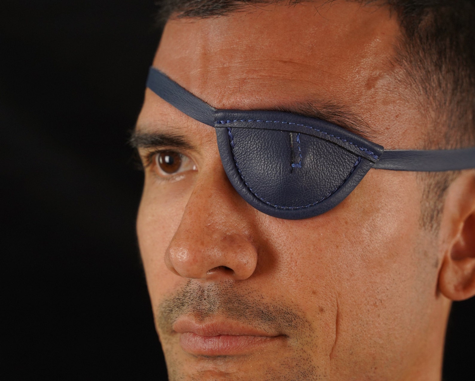 Slim, Blue, Concave - Leather Eye Patch - Etsy
