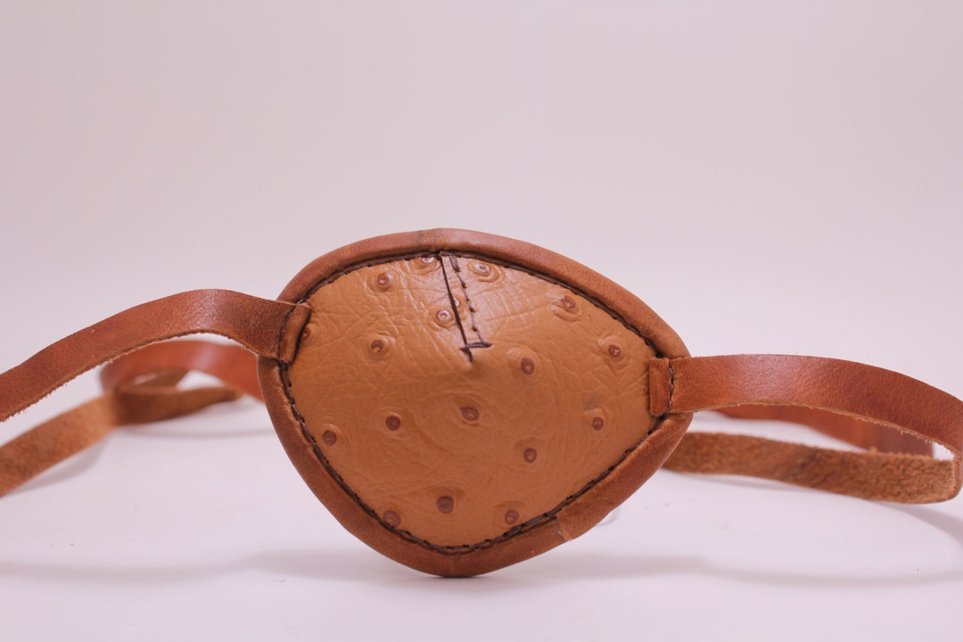 Brown, Ostrich Stamped Cow Hide Leather Eye Patch - Classic Eyepatch ...