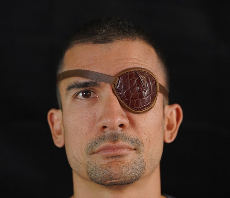 Alligator Stamped Leather Eye Patch Classic Leather Eyepatch - Etsy
