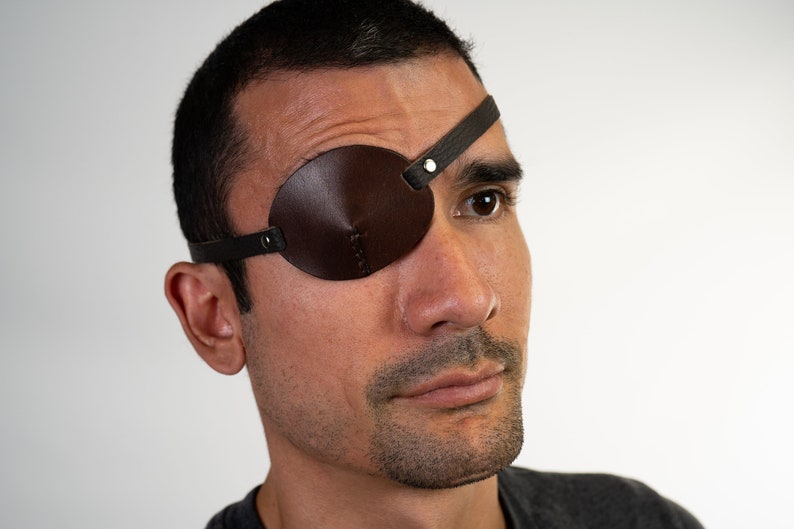 Minimal Convex Eyepatch - Black Leather Eye Patch - Etsy