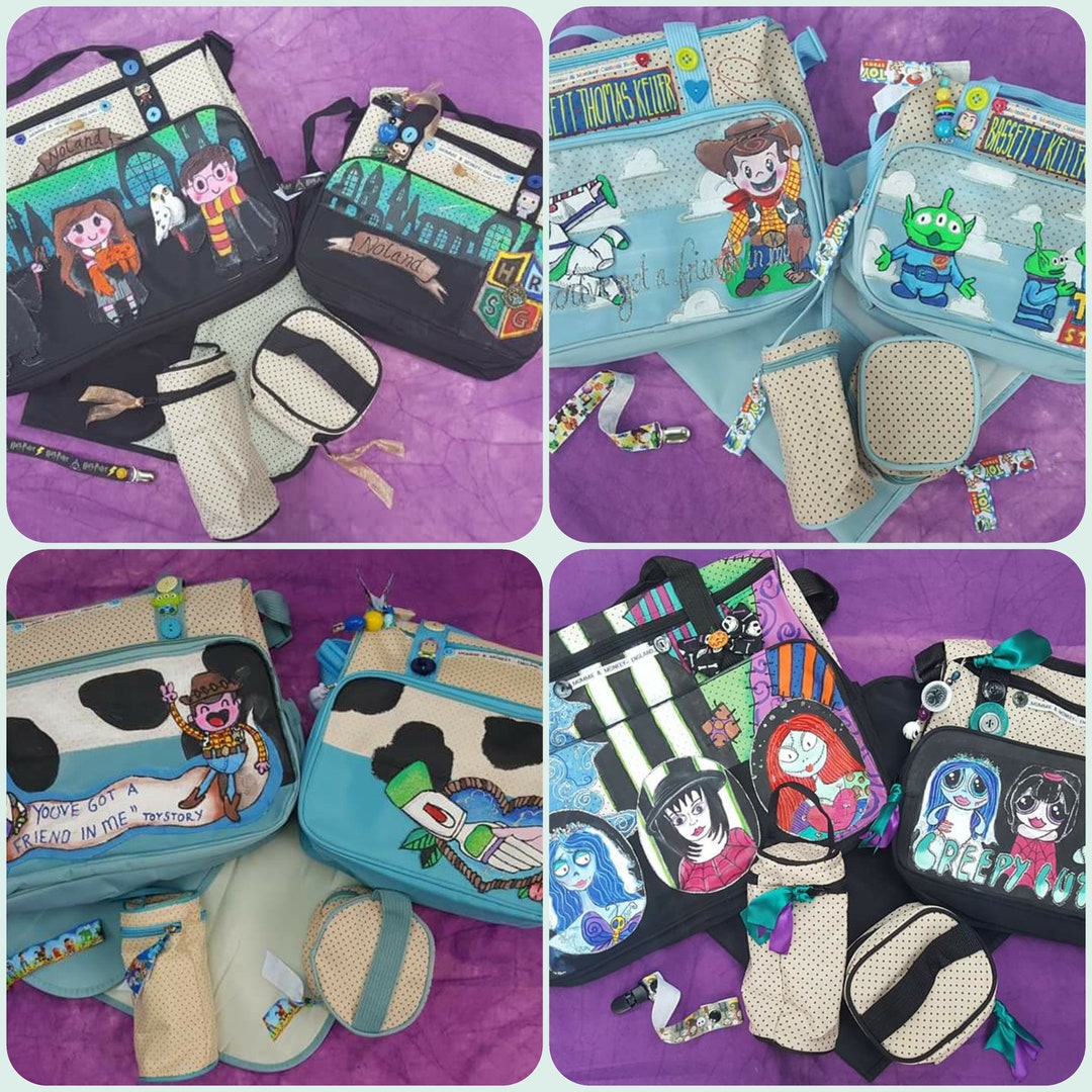 Personalised Diaper Baby Bag Set Pacifier Clip Disney Pixar Marvel Tim ...