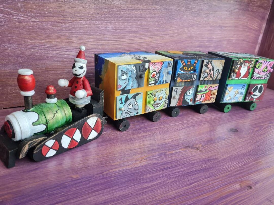 24" Wooden Handpainted Tim Burton Collection Advent Christmas Countdown ...