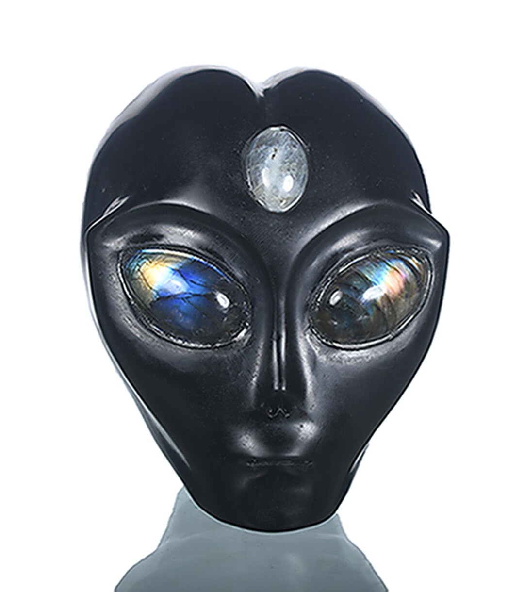 4.13" 1124g New Arrival! Black Obsidian Handmade Alien Head Sculpture ...