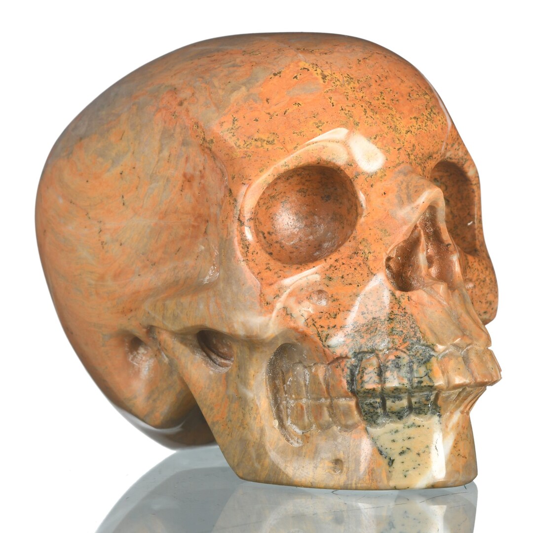 New Style! Realistic 2.99" Multi-colored Stone Carved Human Skull Ornament, Crystal Skull Stone ...