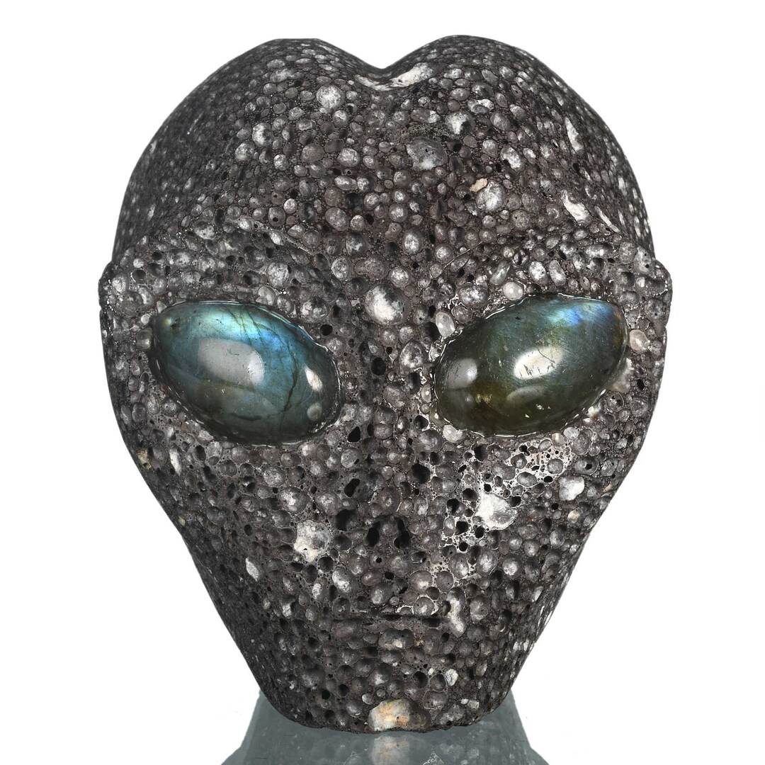 4.13 482g New Arrival Hot Lava Stone Handmade Alien Head Sculpture With ...