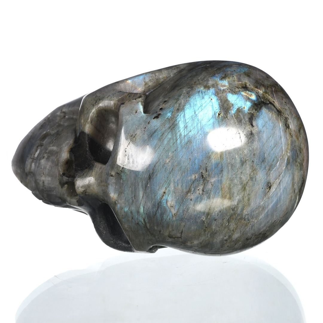 5.28 1645g Large Realistic Labradorite Carved Skull Sculpture, Human ...