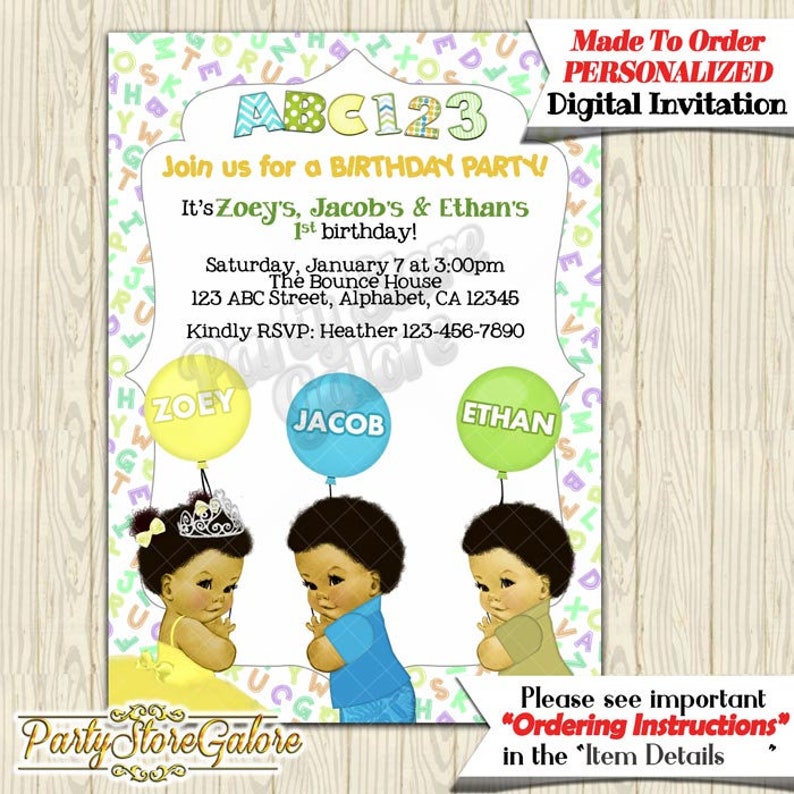 Alphabet Invitations ABC 123 Birthday Party Girls Boys - Etsy