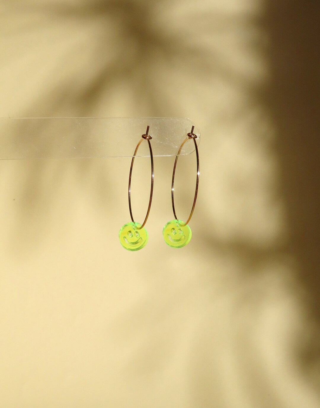 Neon Smiley Hoop Earrings Made of Stainless Steel - Etsy
