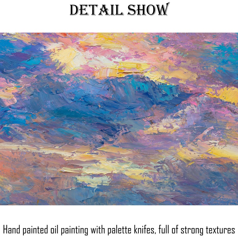 Oil Painting Sunrise in the Mountains Abstract Canvas Art - Etsy