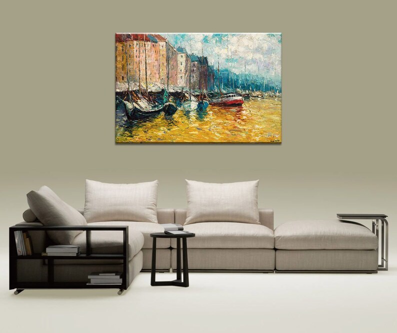 Venice Oil Painting Gondola Landscape Painting Modern - Etsy