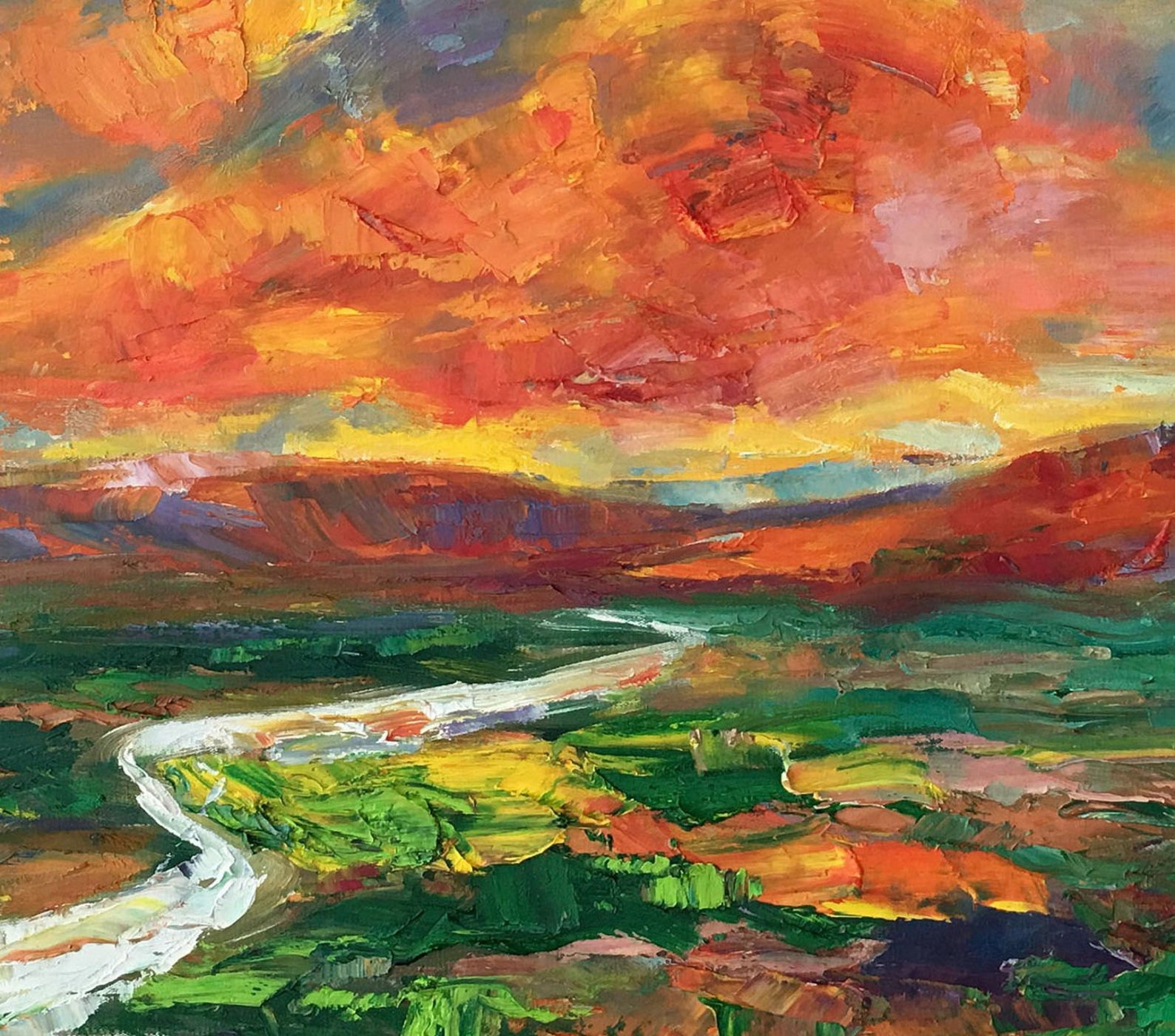 Oil Painting Landscape Spring Fields Large Abstract Art Oil - Etsy