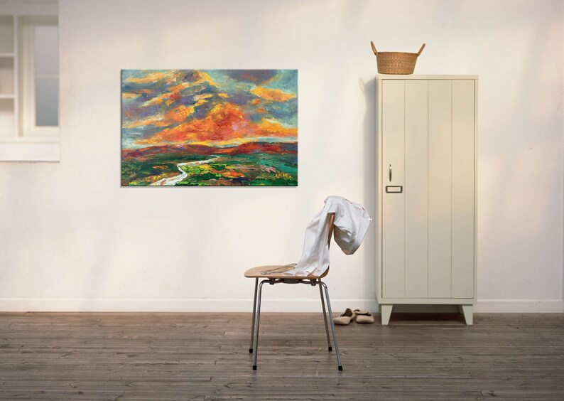 Oil Painting Landscape Spring Fields Large Abstract Art Oil - Etsy