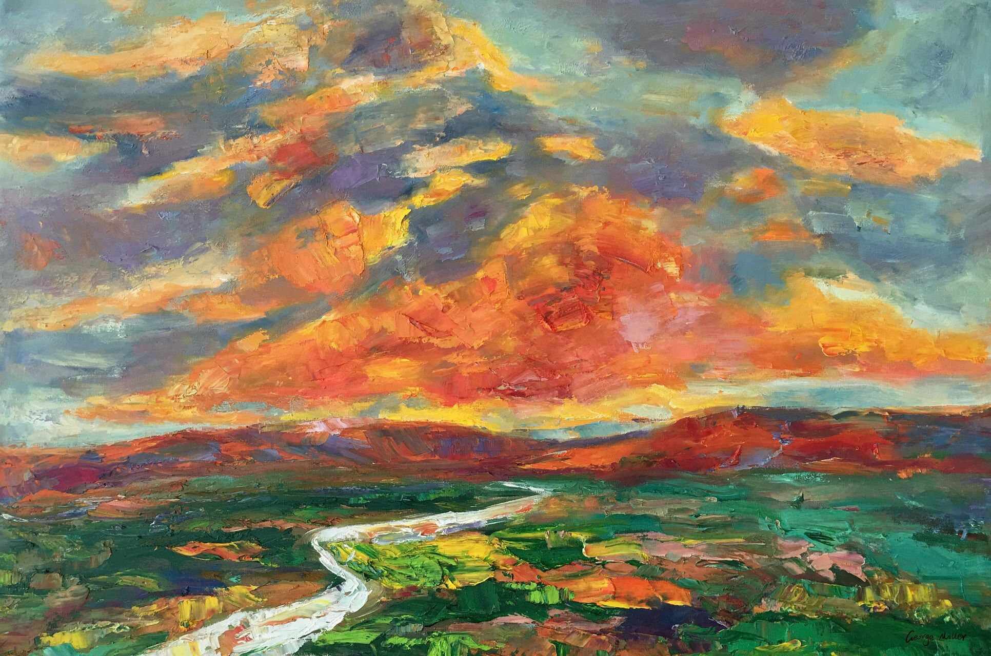 Oil Painting Landscape Spring Fields Large Abstract Art Oil | Etsy