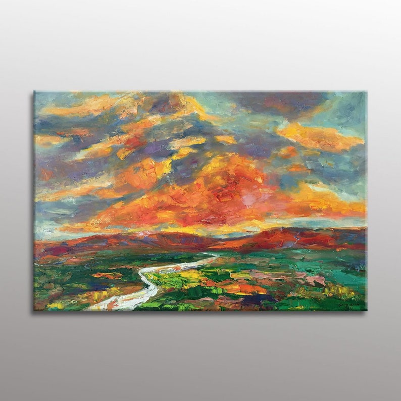 Oil Painting Landscape Spring Fields Large Abstract Art Oil - Etsy