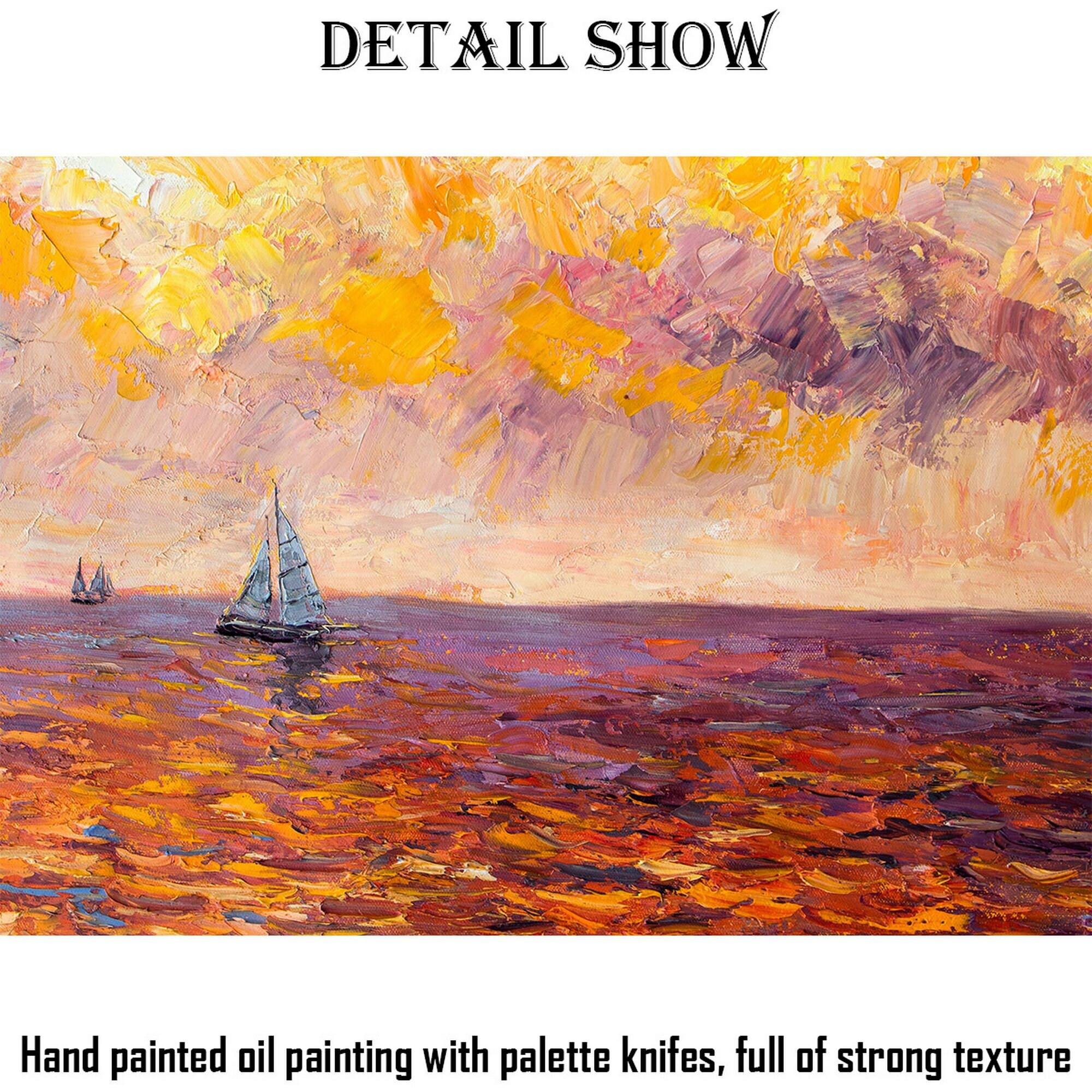 Large Oil Painting Sailboats at Sea Sunrise Abstract | Etsy