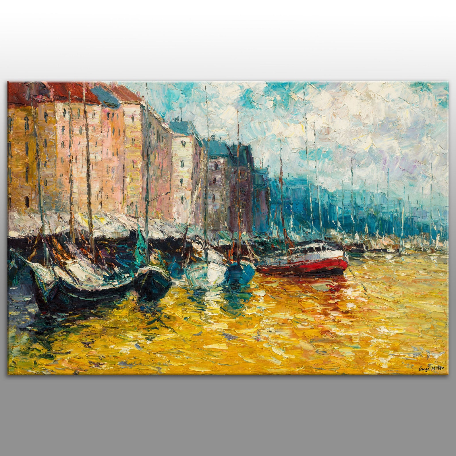 Venice Oil Painting Gondola Landscape Painting Modern - Etsy