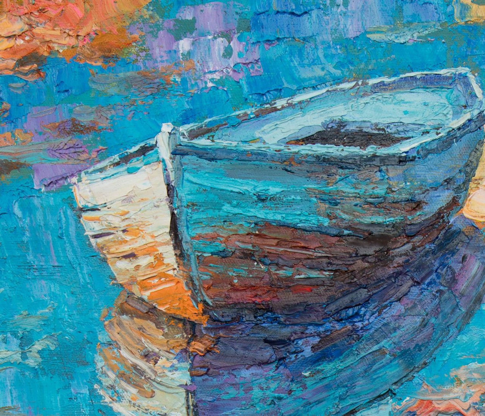 Original Oil Painting Abstract Art Fishing Boat Abstract | Etsy