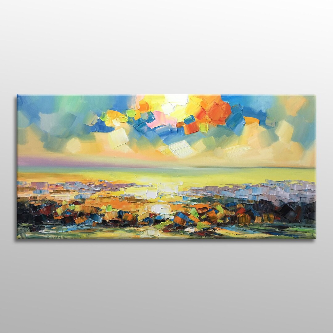 Rustic Living Room Decor, Original Art, Large Landscape Painting, Wall ...