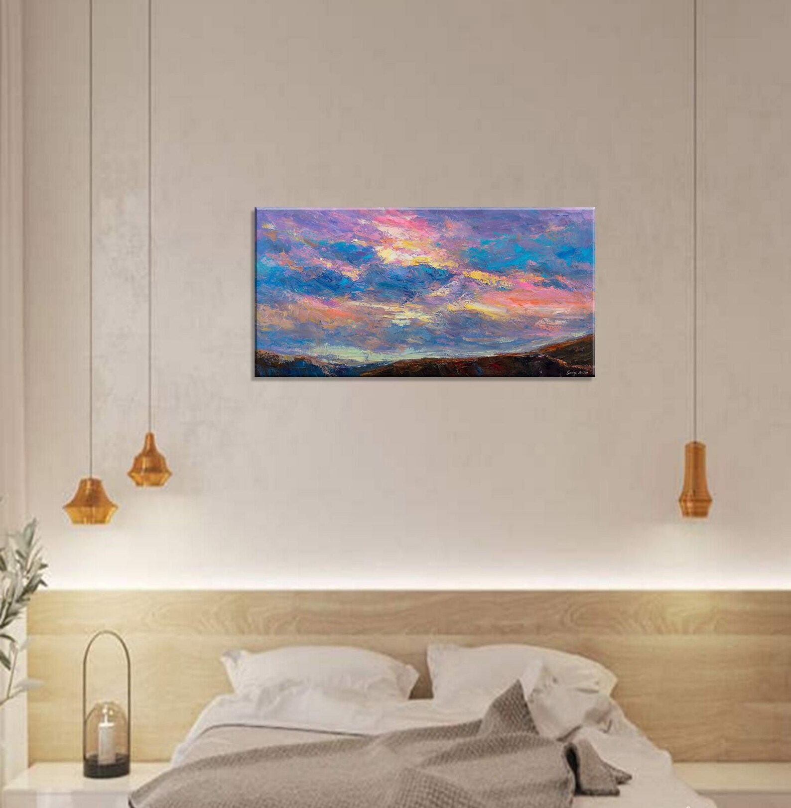 Oil Painting Sunrise in the Mountains Abstract Canvas Art - Etsy