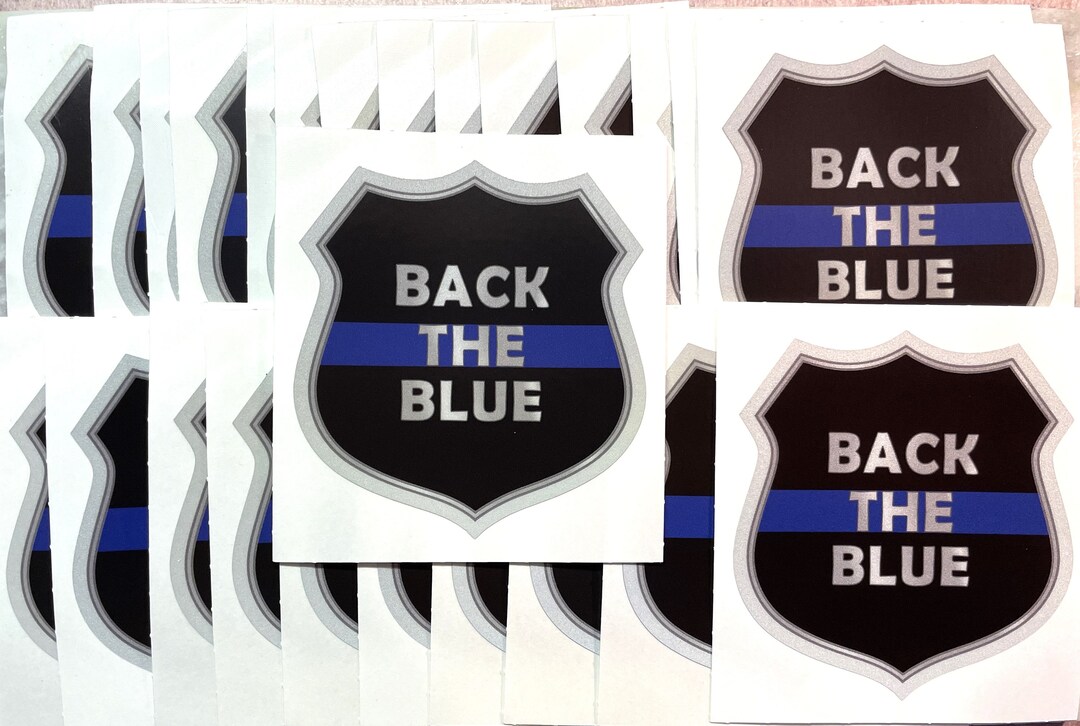 25 Pack Shield Shape Back the Blue Thin Blue Line 4 Decal-25 Pack of ...