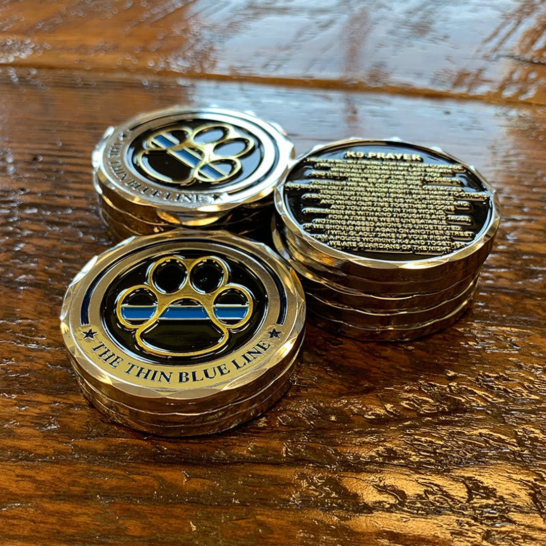 Thin Blue Line K9 Paw Prayer Police Challenge Coin - Etsy