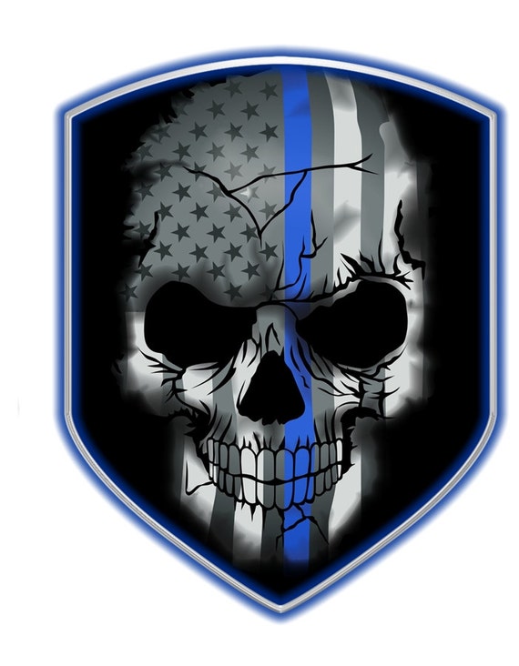 Thin Blue Line Skull