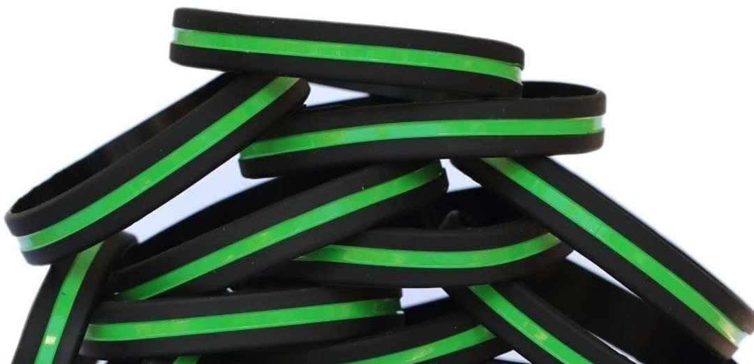 5 Pack Special | Thin Green Line Border Patrol Silicone Wristbands - Etsy