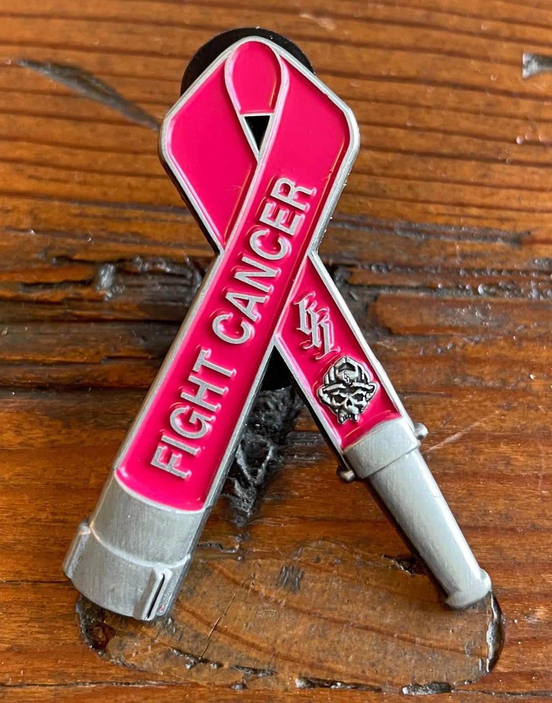 Fight Cancer Black Helmet Pink Fire Hose Firefighter Pin- Show Your ...