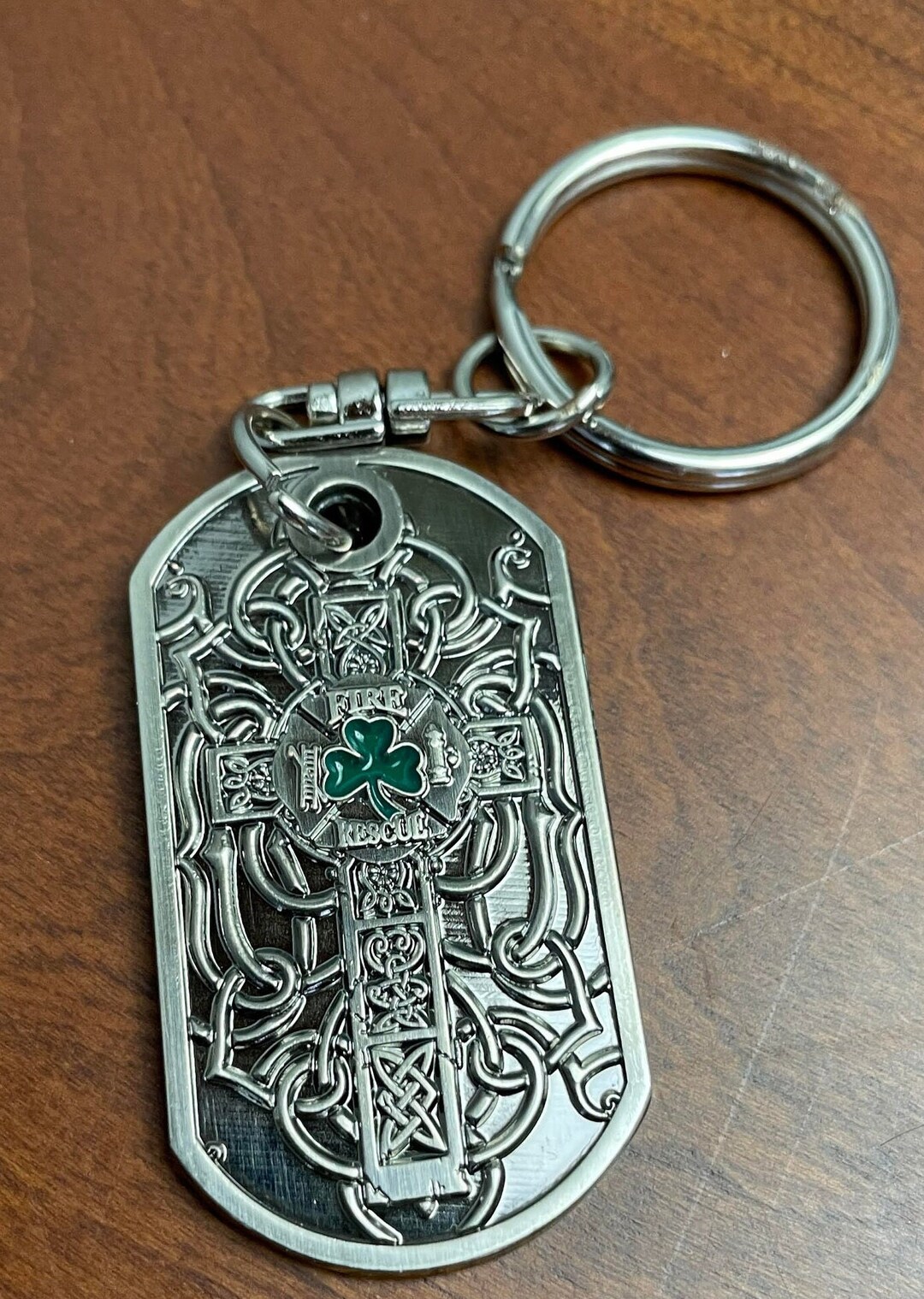 Irish Firefighter Green Shamrock Cross Key Chain Firefighter Prayer - Etsy