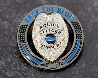 Thin Blue Line Gold Police Officer Pin - Etsy
