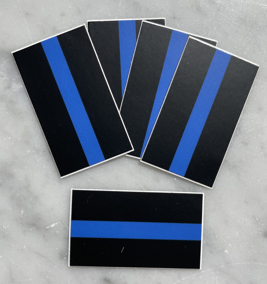 5 Pack of License Plate Decals the Blue Thin Blue Line Tradional Black ...