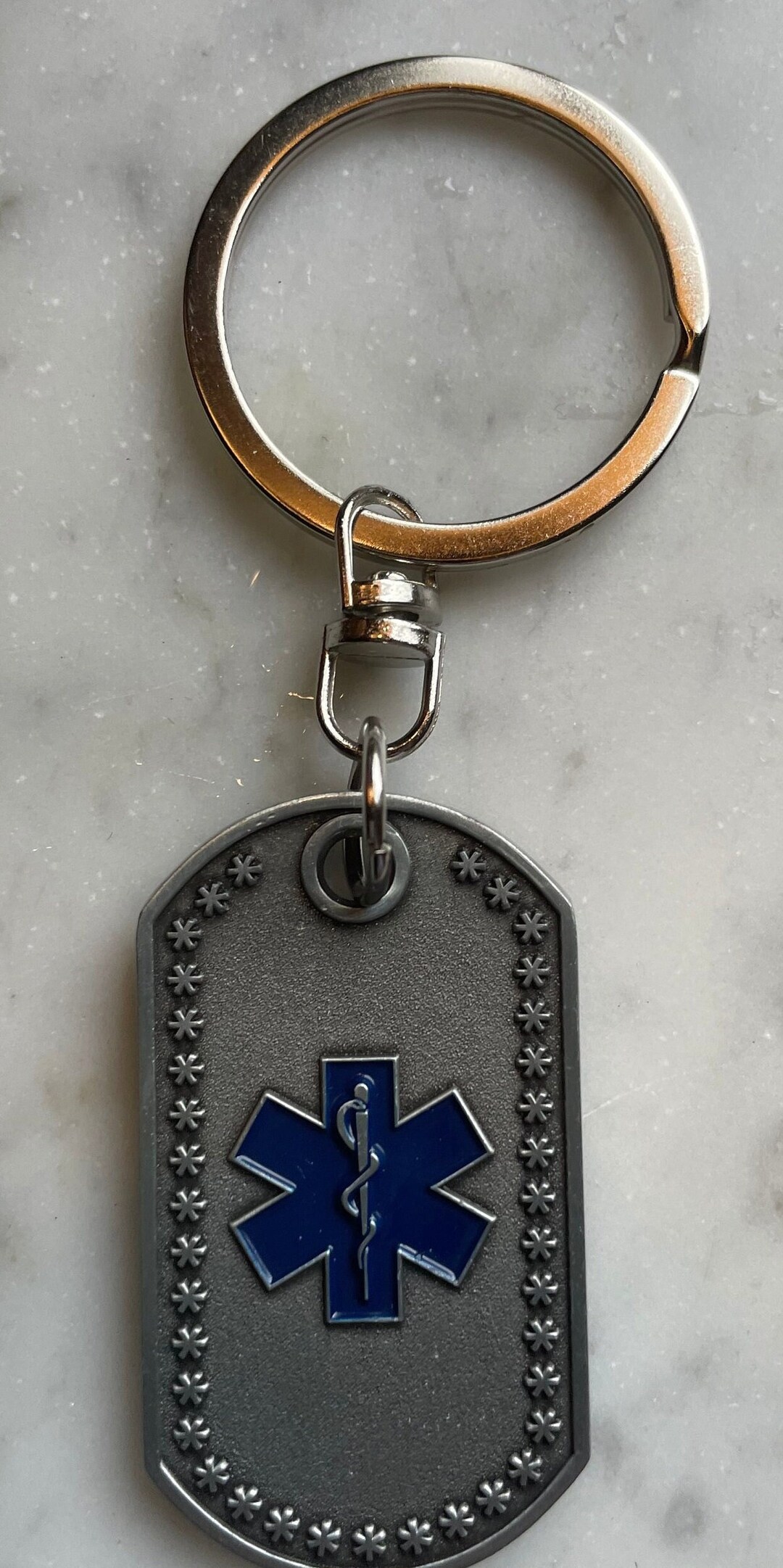 EMS Prayer Blue Star of Life Dog Tag Key Chain - Etsy