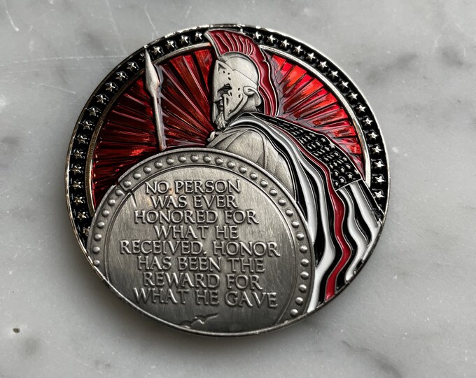 Red Spartan Fire Challenge Coin only A Life Lived in Sevice to Others ...