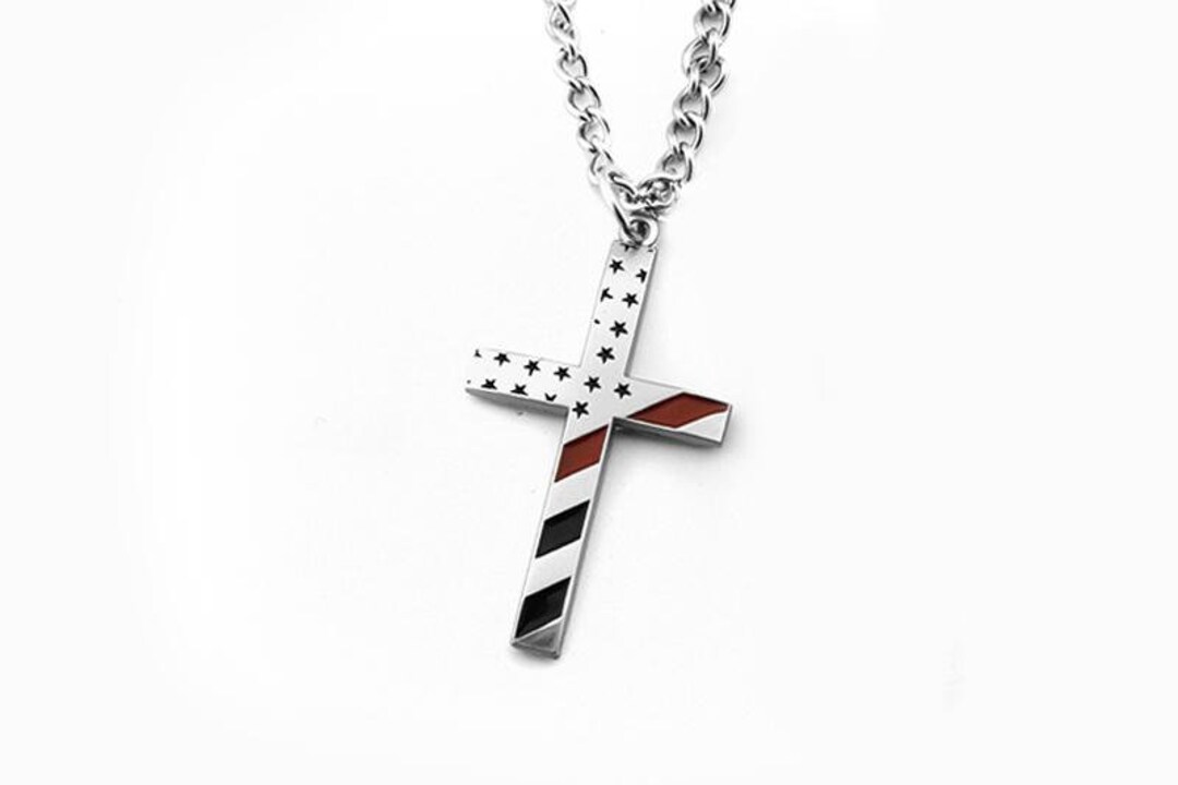 Thin Red Line Tapered Cross Engraved Watch Over and Protect Us - Etsy