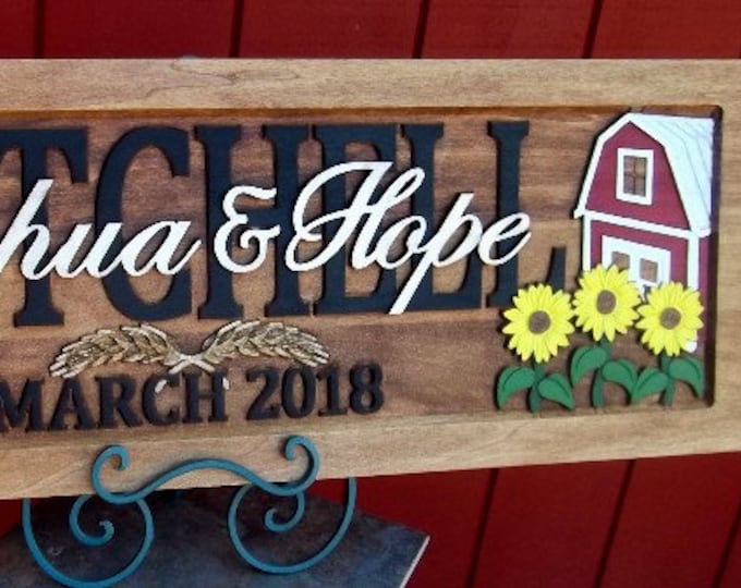 Family, Farm Sign, Green or Red Tractor, Sunflowers, Anniversary Gift ...