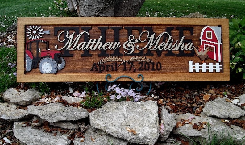 Farm Scene, Red Tractor, Anniversary Gift, Wedding Gift, Personalized ...