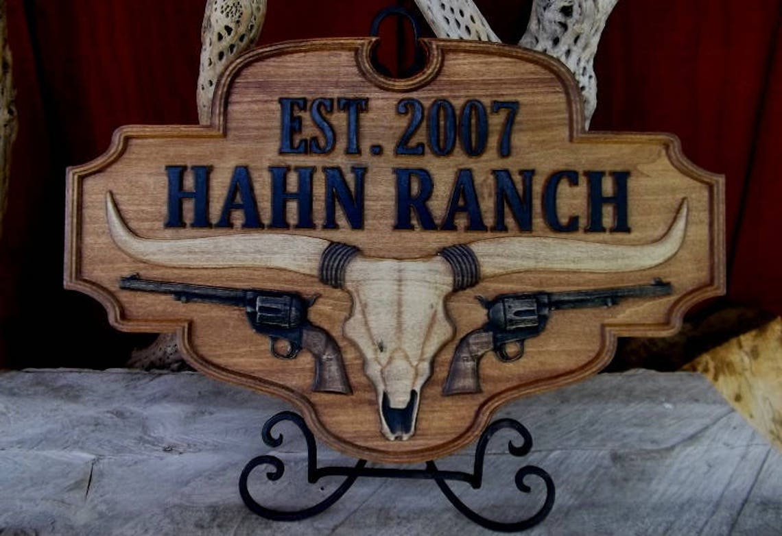 Western Plaque / Carved Wood / Rustic Finish / - Etsy