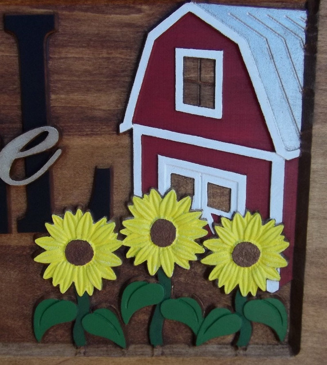 Family Farm Sign Green or Red Tractor Sunflowers - Etsy