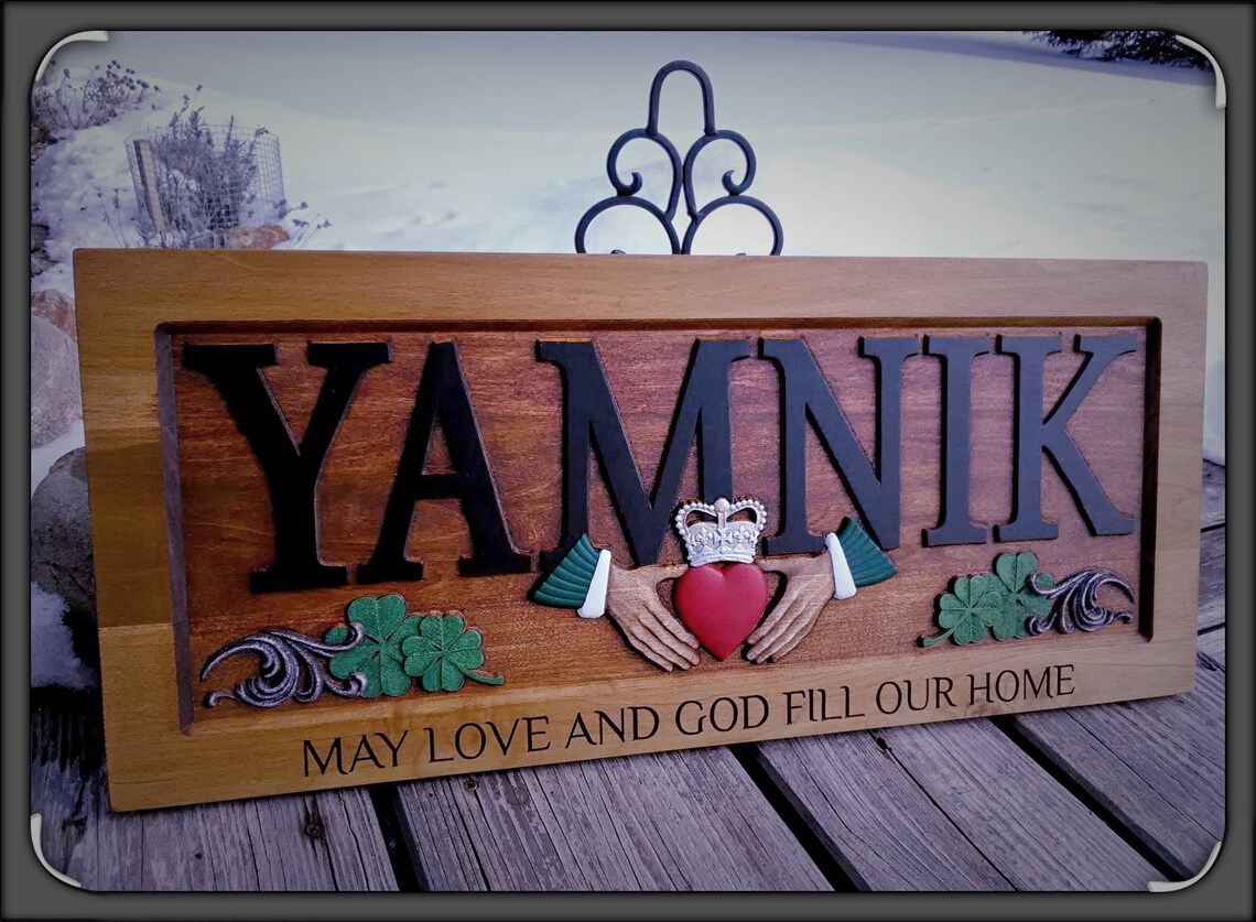 Irish Claddagh Clover and Wave Custom Frame Engraving up to - Etsy