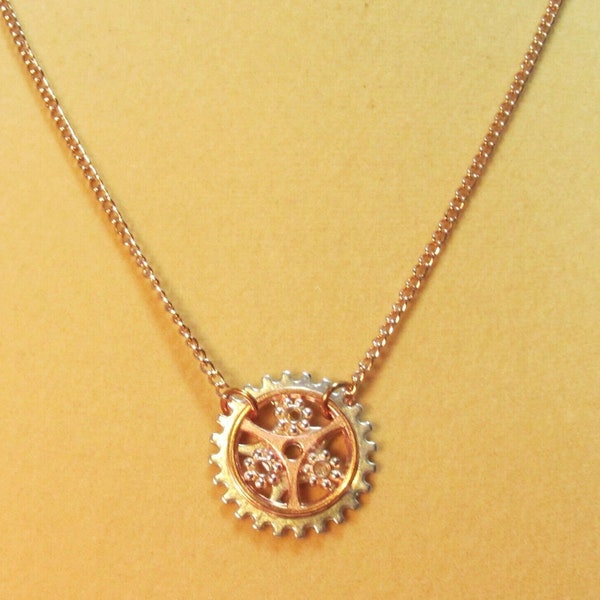 Silver Gear Necklace - Etsy
