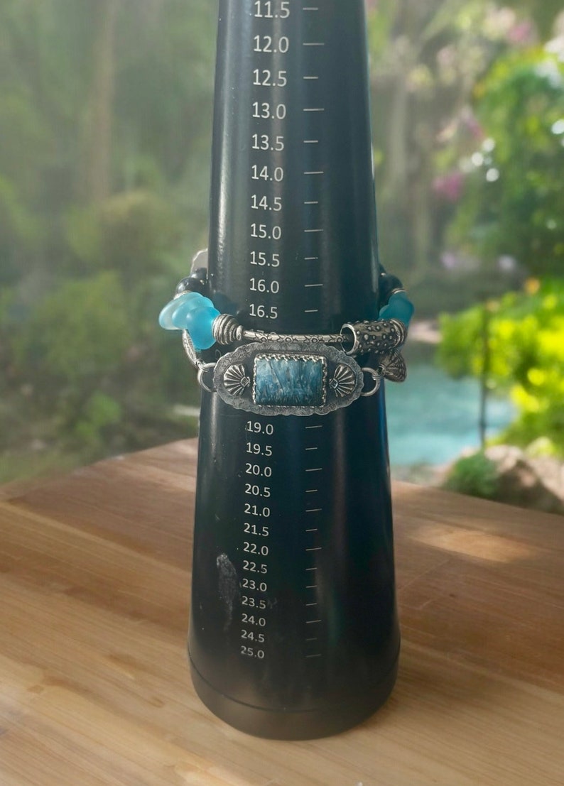 OOAK, Artisan, Handmade, Boho, Bohemian, Beach Vibes, Double Strand Bracelet, Sea Glass, Button ...