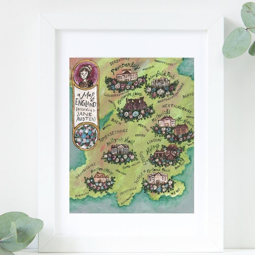 Jane Austen's Map of England DIGITAL DOWNLOAD Literary - Etsy