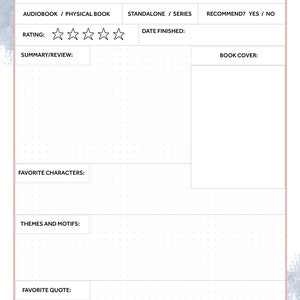 Book Review Guide - Instant Printable Download - Etsy