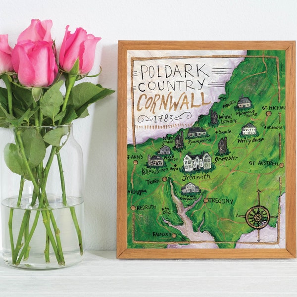 Cornwall Digital Map Art - Etsy