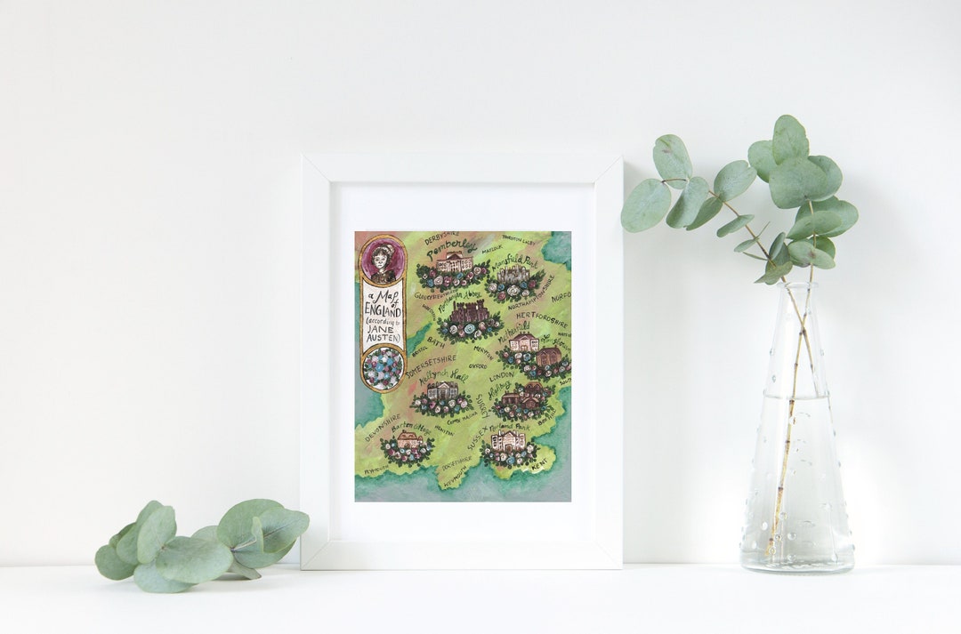 Jane Austen's Map of England DIGITAL DOWNLOAD Literary - Etsy