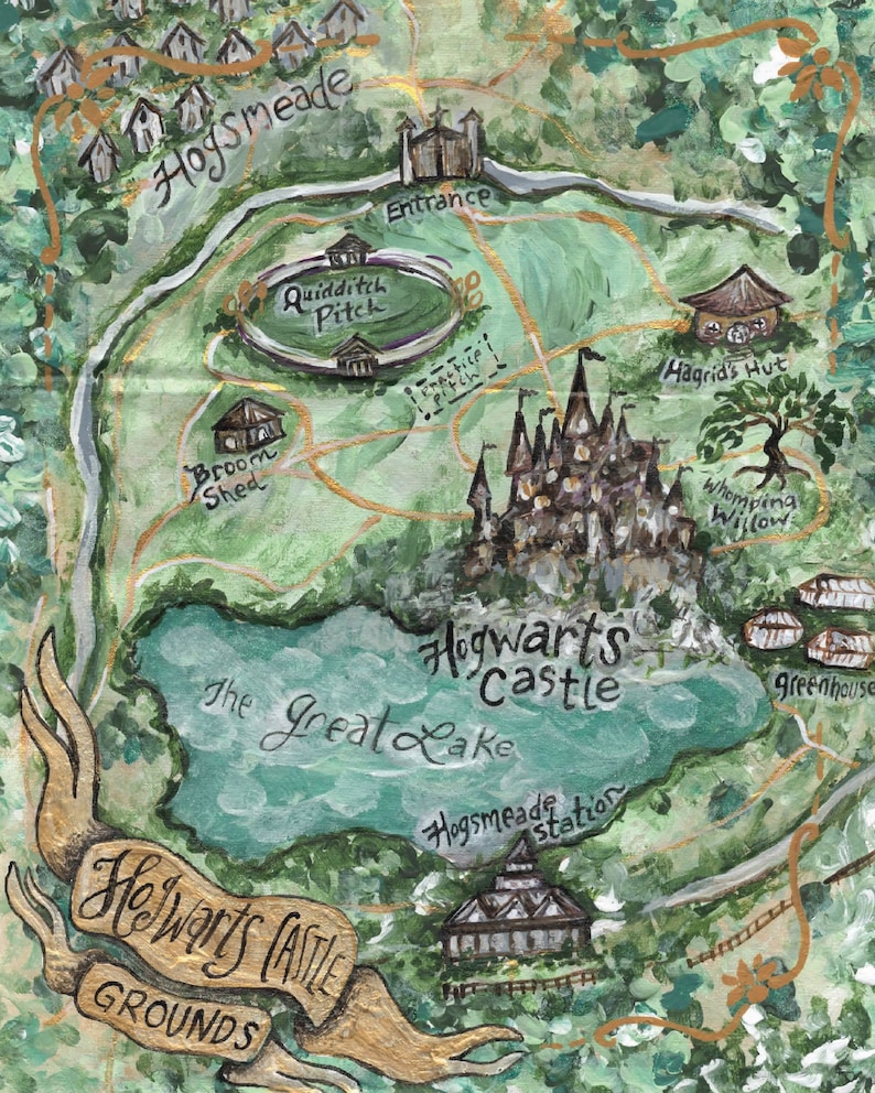 Map of the Castle Grounds DIGITAL DOWNLOAD Literary Art - Etsy