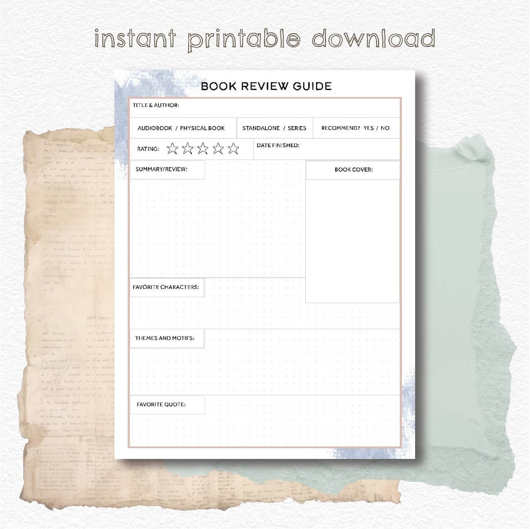 Book Review Guide - Instant Printable Download - Etsy